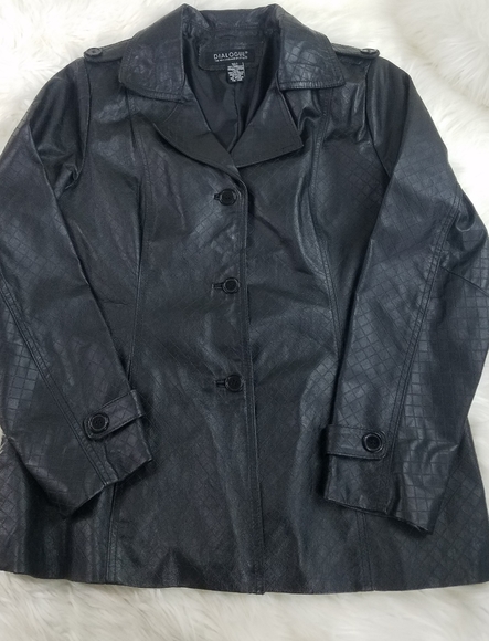 Dialogue | Jackets & Coats | Dialogue Black Quilted Embossed Leather ...